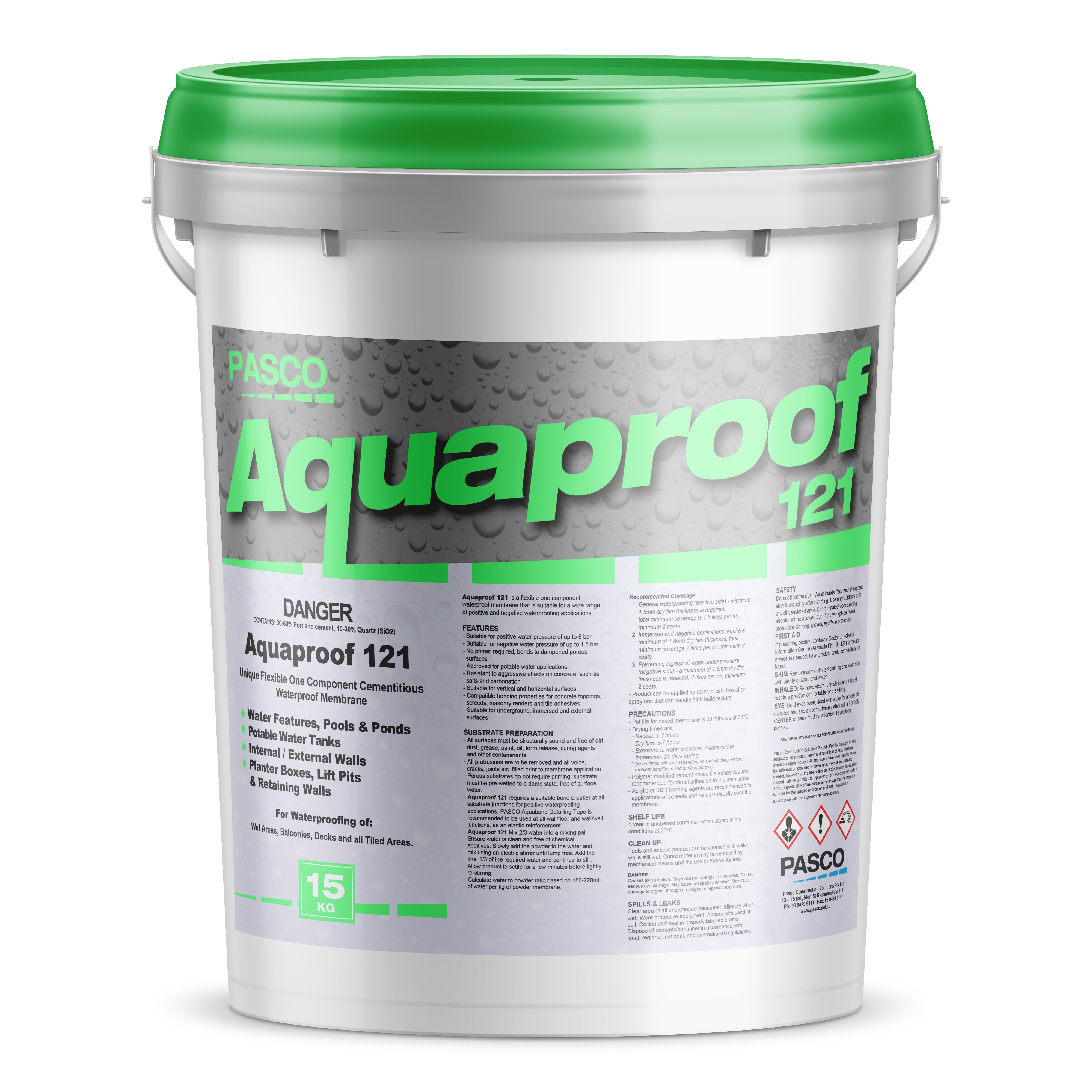 Pasco Aquaproof 121 15 Litres Cementitious Membrane - TradieCart