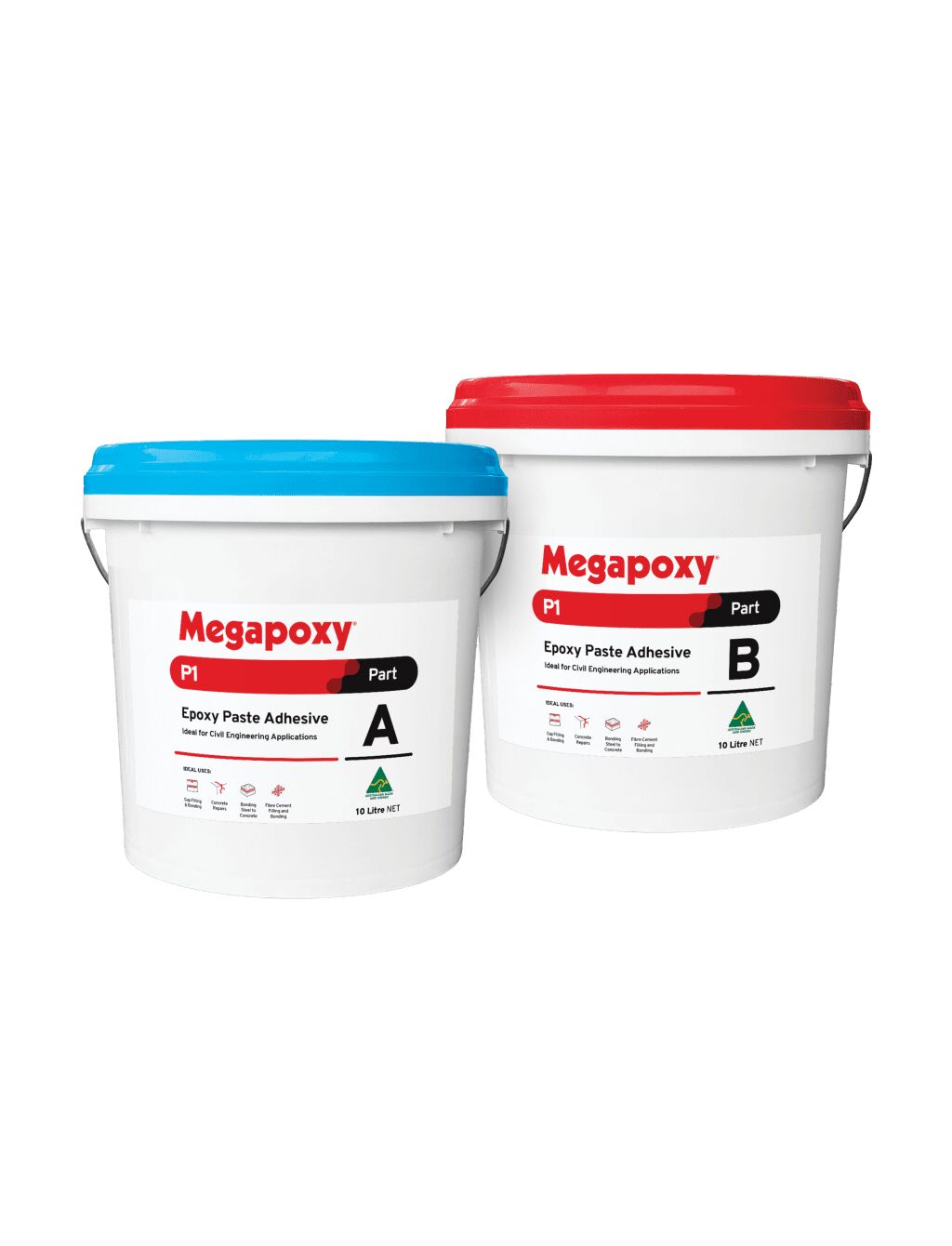 Megapoxy P1 Dark Grey 1 Litre (Box of 8) Epoxy Adhesive - TradieCart