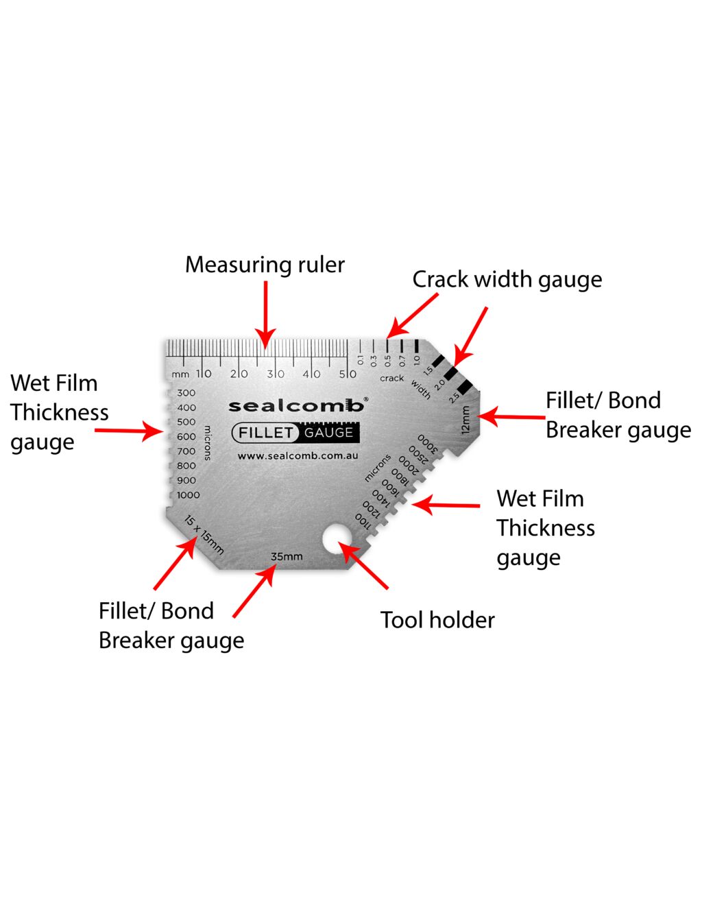 Sealcomb Fillet Gauge 4 Tools In 1 - TradieCart